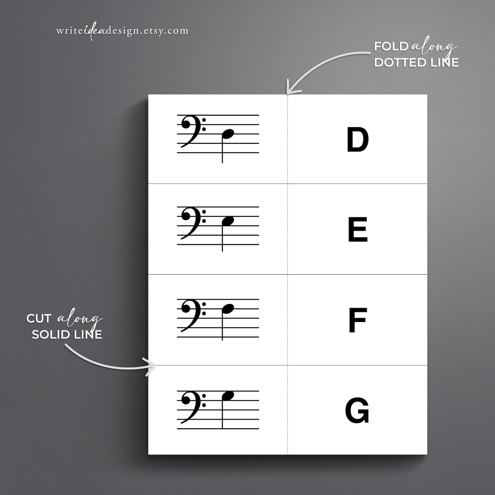 Printable Music Note Flash Cards. Bass Clef. Learning to Read Music ...