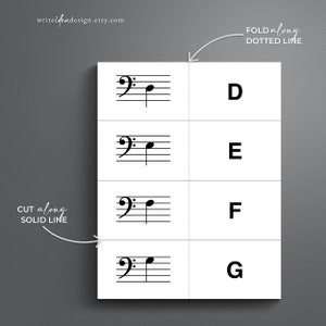 Printable Music Note Flash Cards. Bass Clef. Learning to Read Music ...
