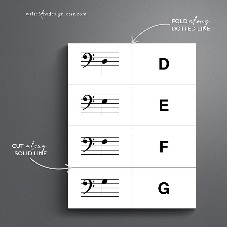 Printable Music Note Flash Cards. Bass Clef. Learning to Read Music ...