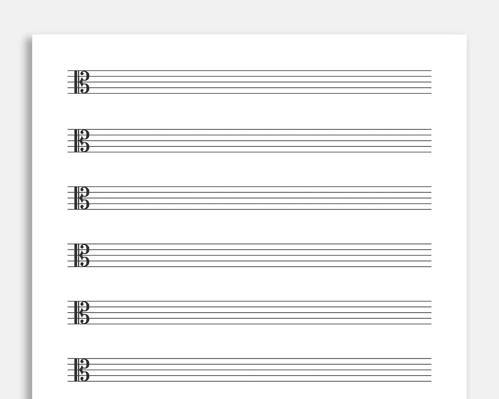 Printable Alto Clef Sheet Music for Letter/a4. Blank Music - Etsy