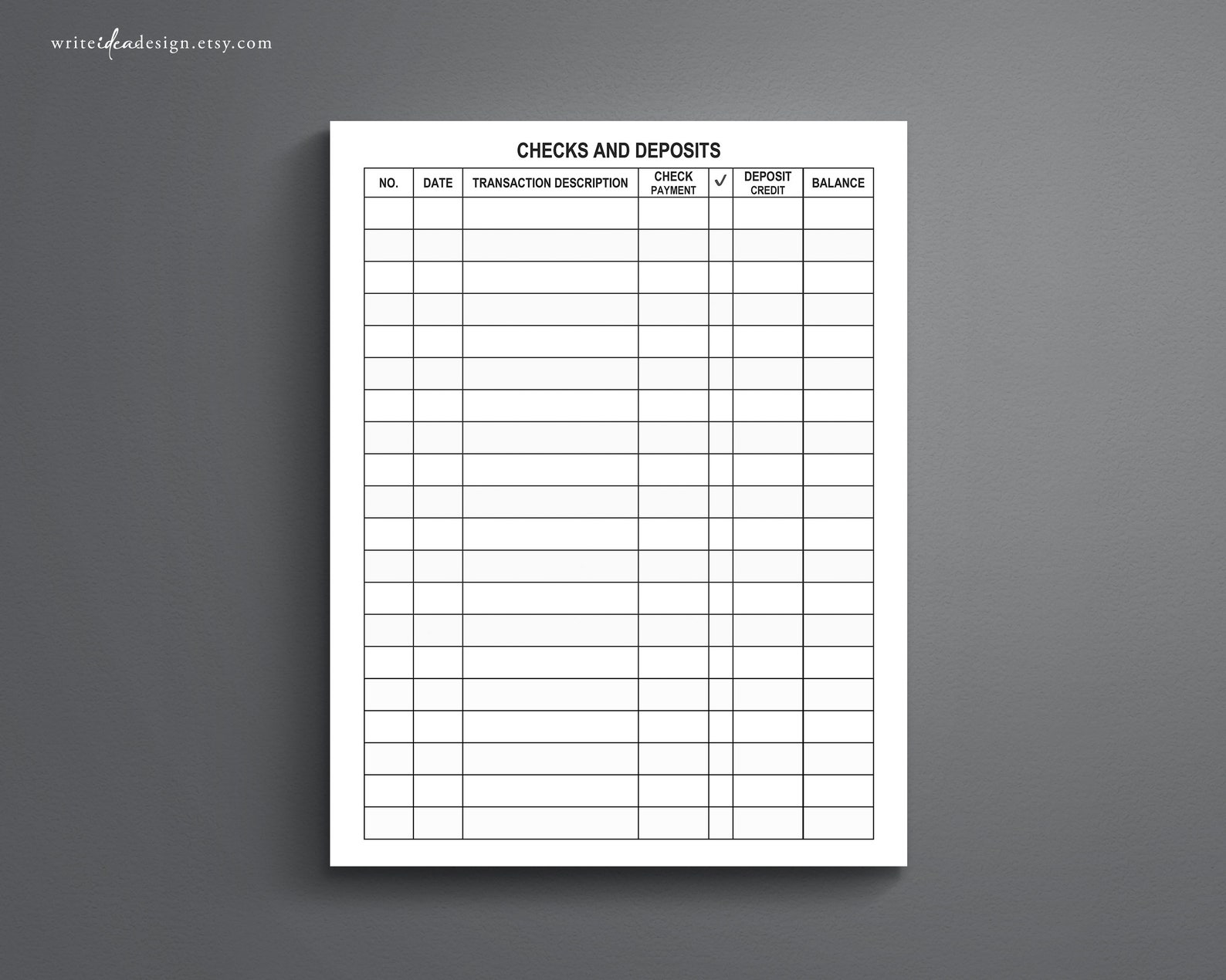 Printable Large Print Checkbook Register: US Letter Size (PDF) - Etsy