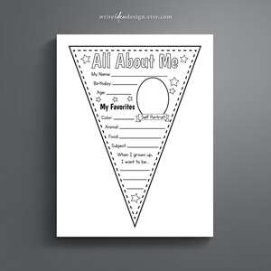 Printable All About Me Pennant. Kids' DIY Craft Activity. About Me Page ...