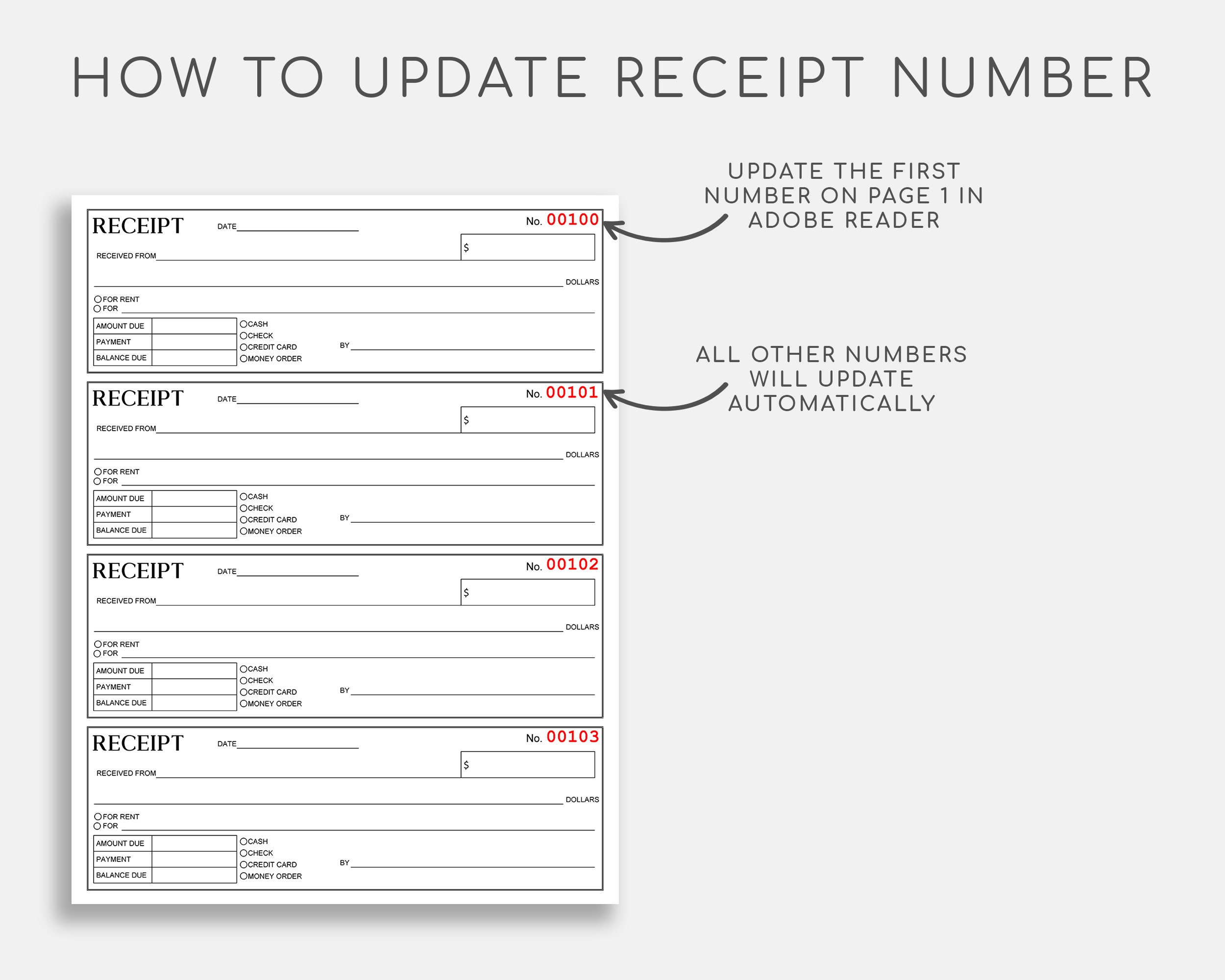 Money or Rent Receipt. Printable Receipt. Cash Receipt. Sales - Etsy