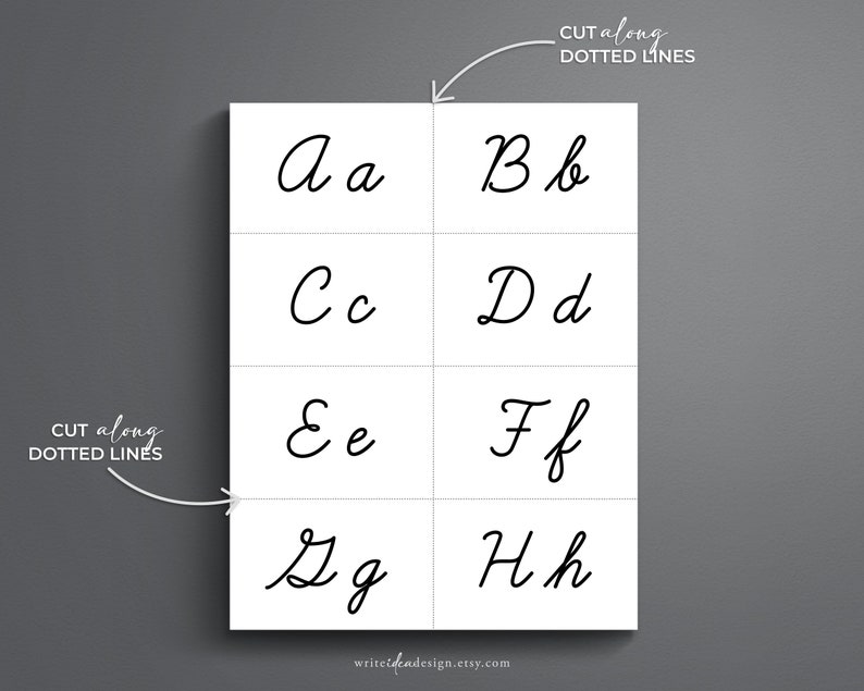 Cursive Alphabet Printable Flash Cards. Learn Cursive. Cursive Letters ...