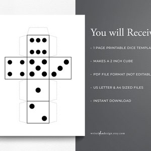Printable Dice Template - DIY 6 Sided Dice Craft - Instant Download - Etsy