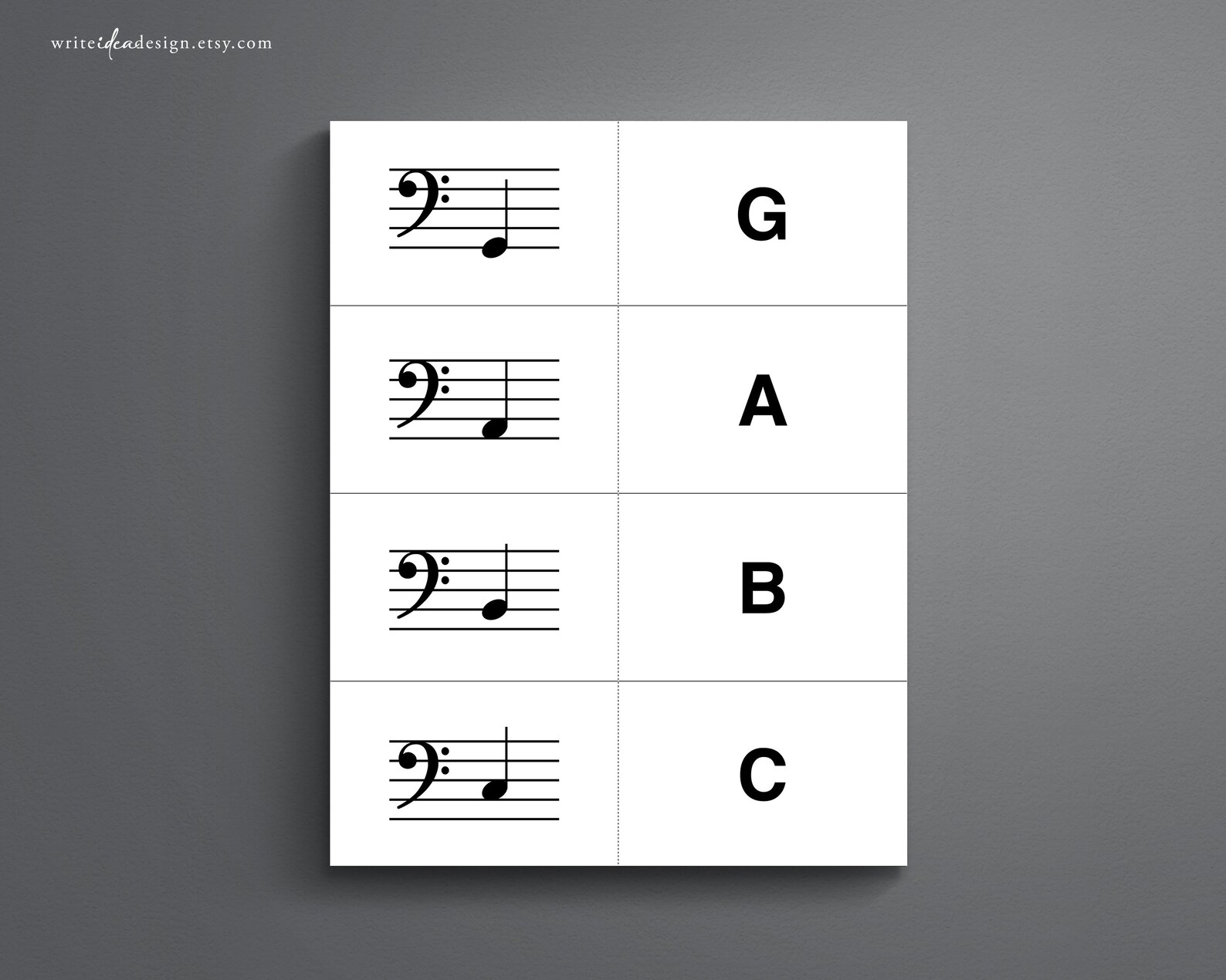 Printable Music Note Flash Cards. Bass Clef. Learning to Read - Etsy
