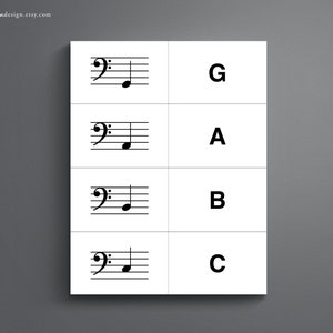 Printable Music Note Flash Cards. Bass Clef. Learning to Read Music ...
