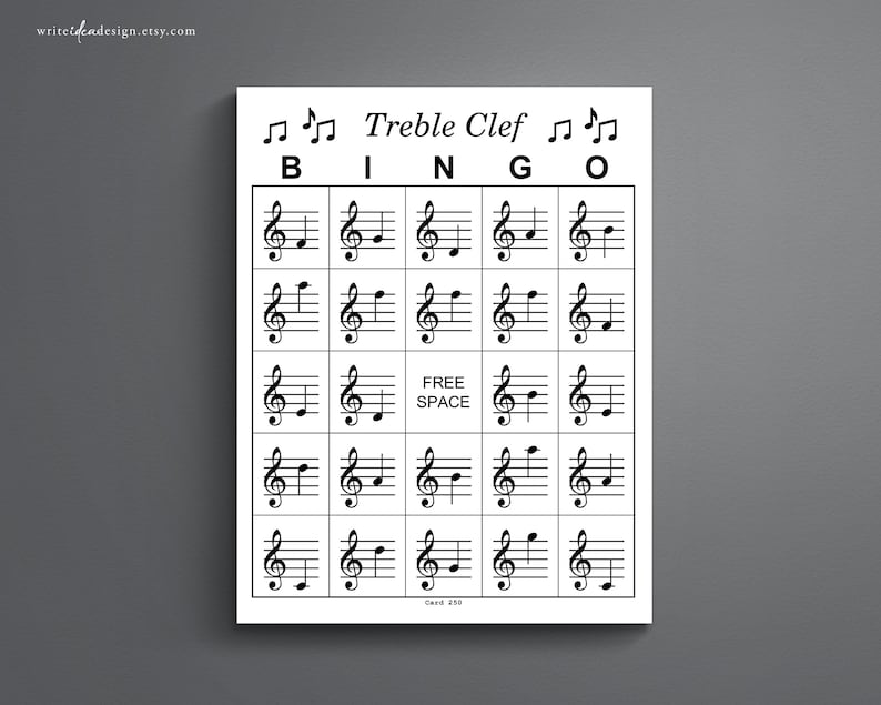 Treble Clef Bingo Game: Music Education Printable (PDF) - Etsy