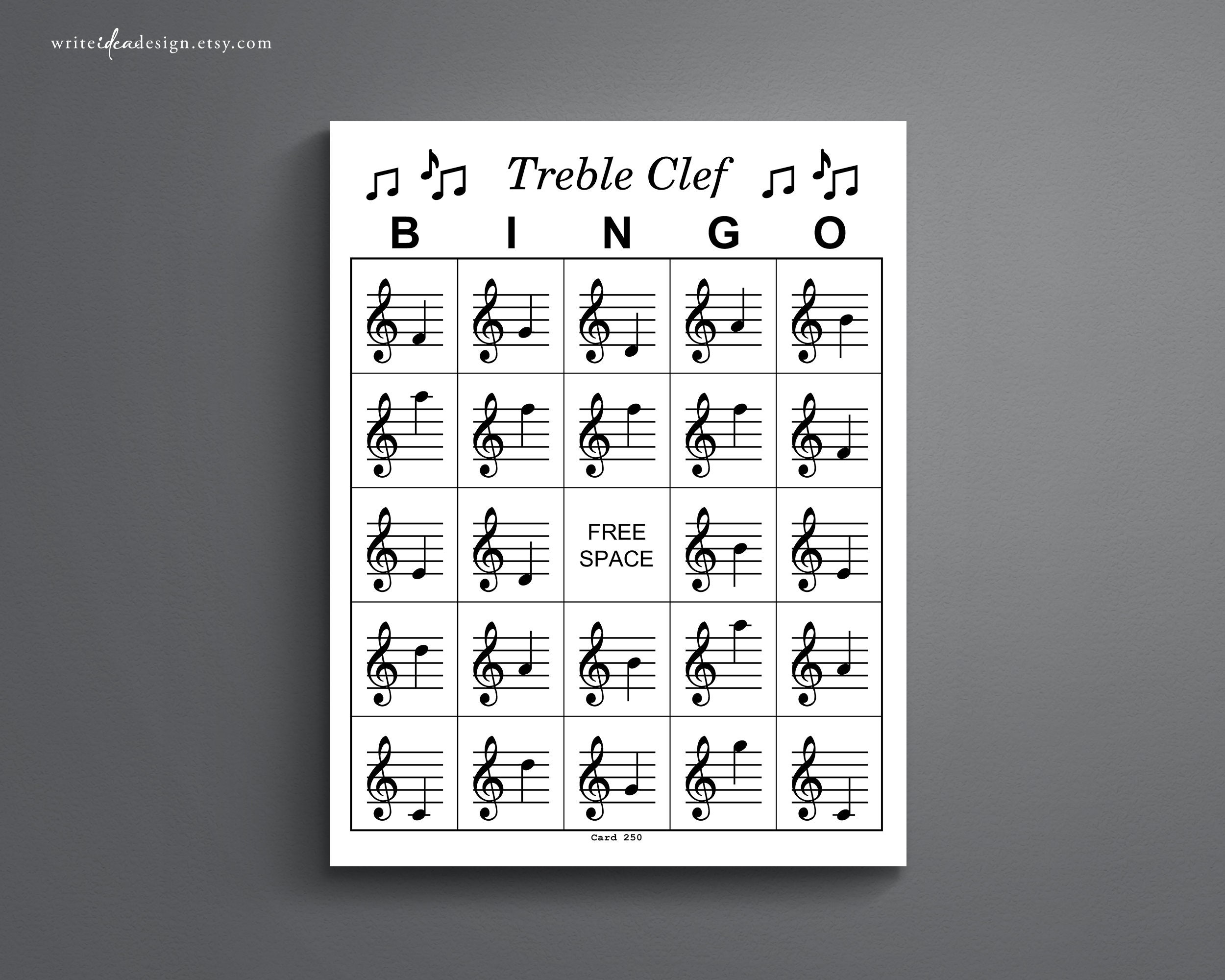 Treble Clef Bingo Game: Music Education Printable (PDF) - Etsy