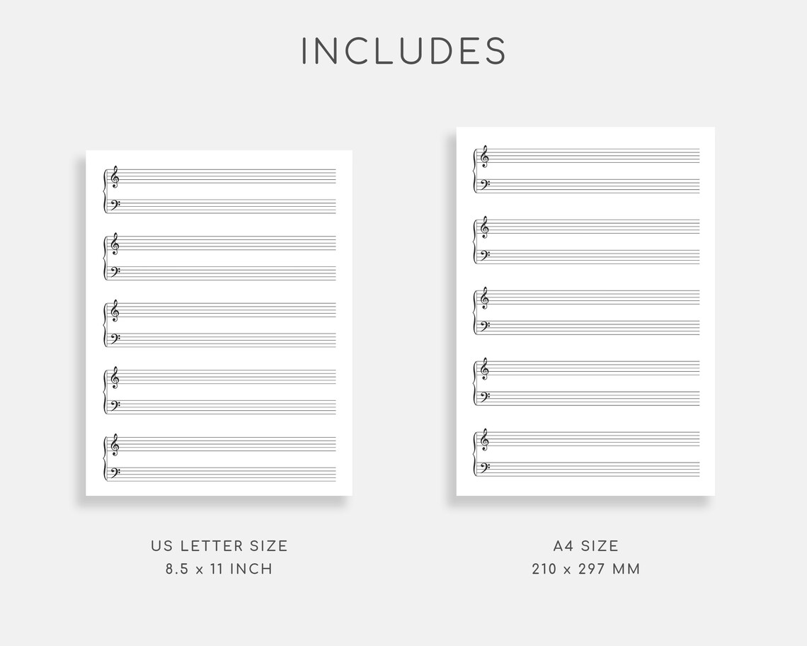Printable Sheet Music for Letter/a4. Blank Sheet Music - Etsy Canada