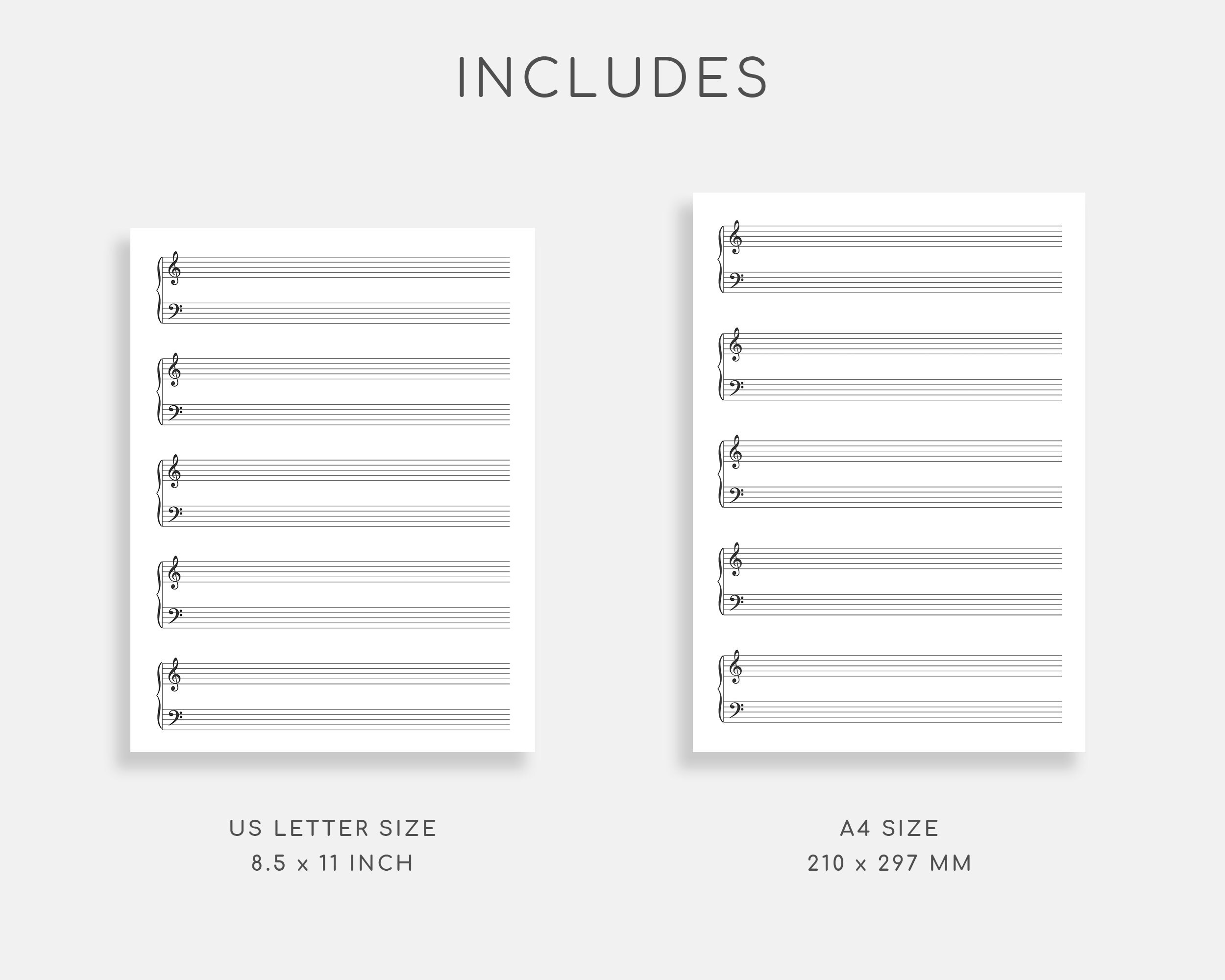 Printable Sheet Music for Letter/a4. Blank Sheet Music - Etsy