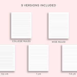 Printable Lined Paper. Wide Ruled Paper. College Ruled Paper. - Etsy
