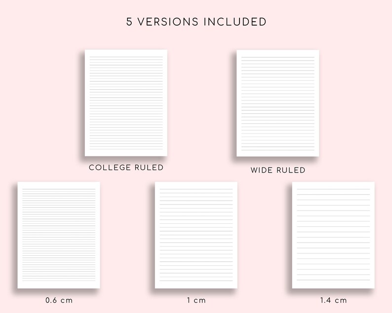 Printable Lined Paper. Wide Ruled Paper. College Ruled Paper. - Etsy