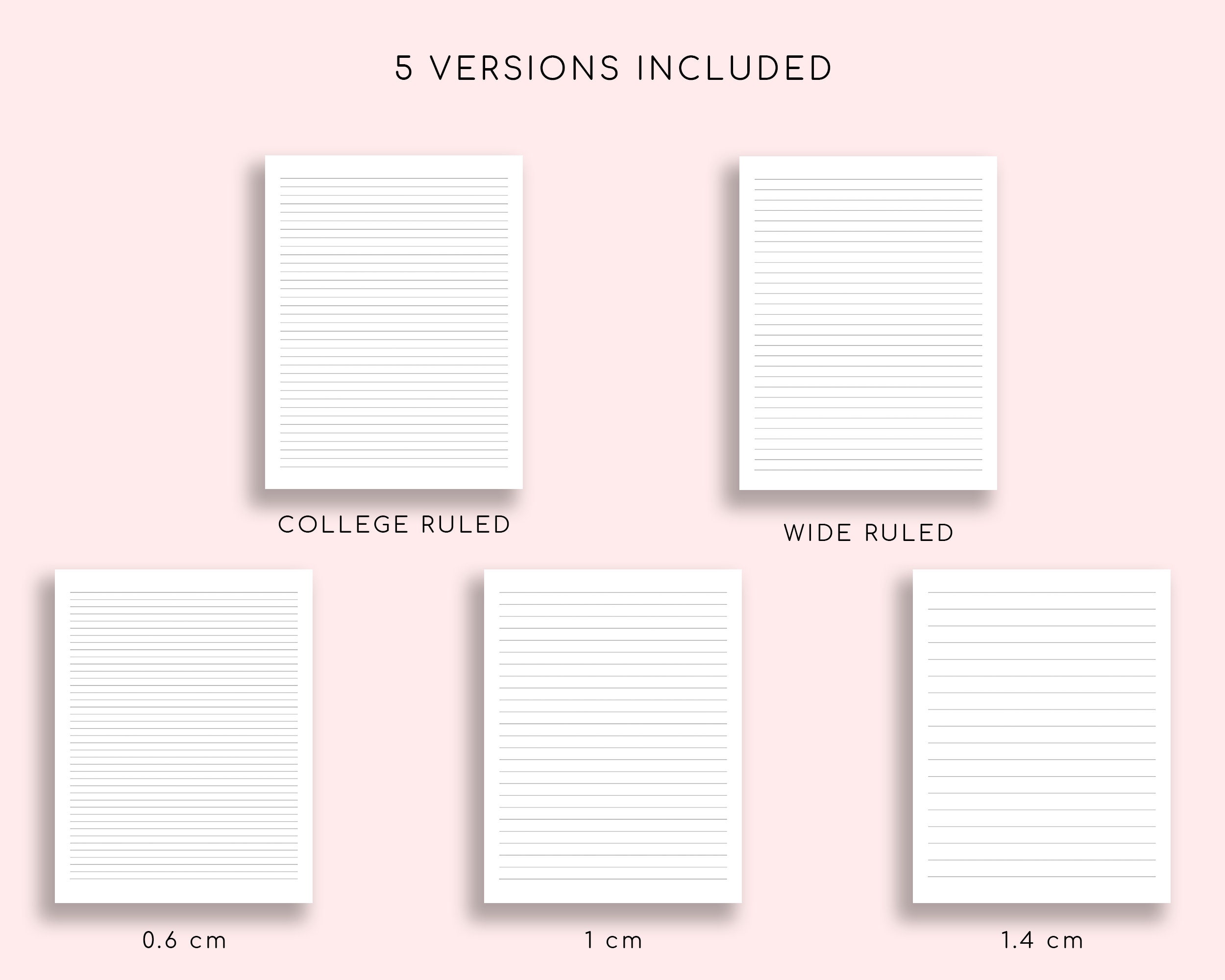 Printable Lined Paper PDF College Ruled Paper Wide Ruled Paper 