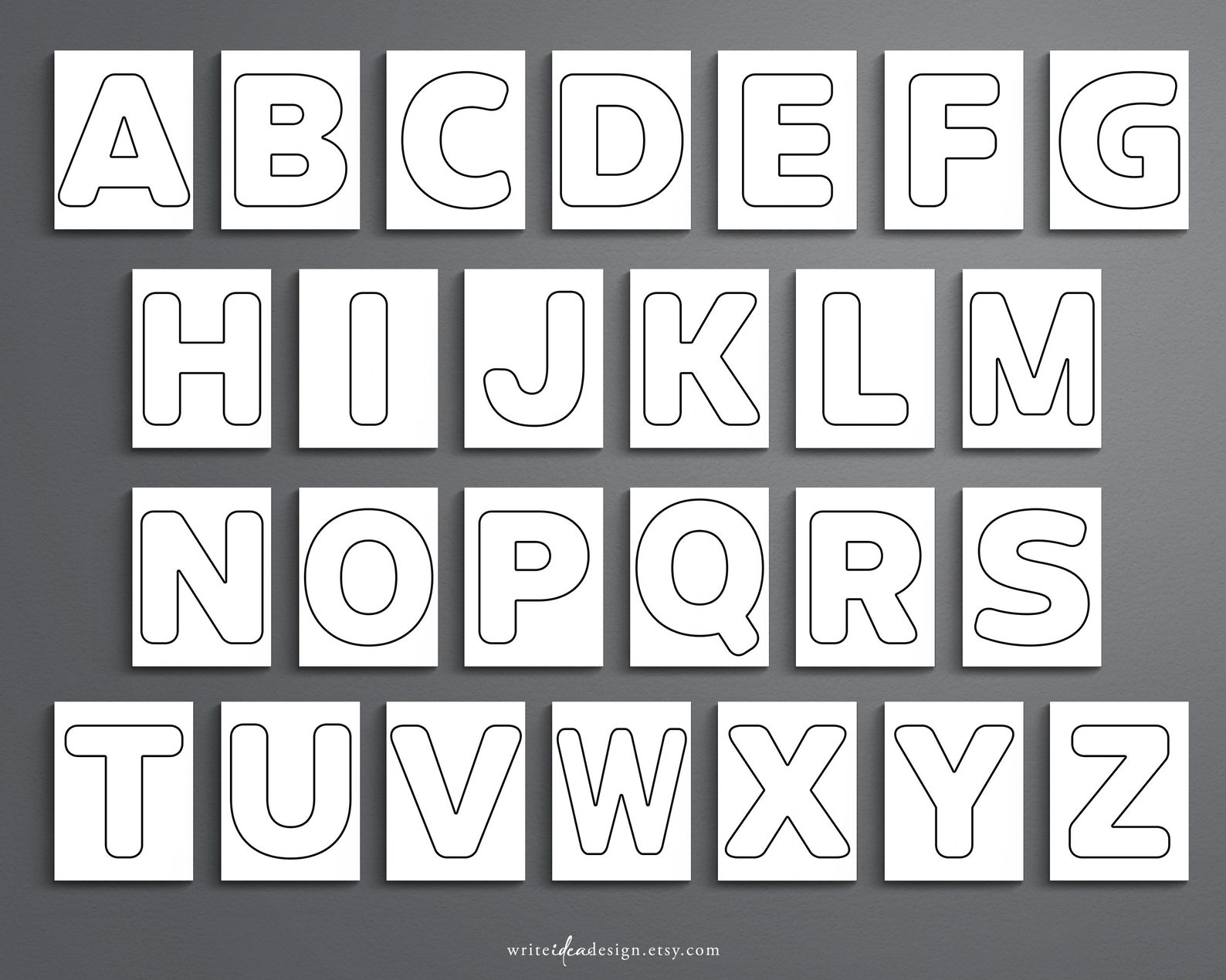 Printable Big Uppercase Letters. Printable Alphabet. 26 Pages. - Etsy