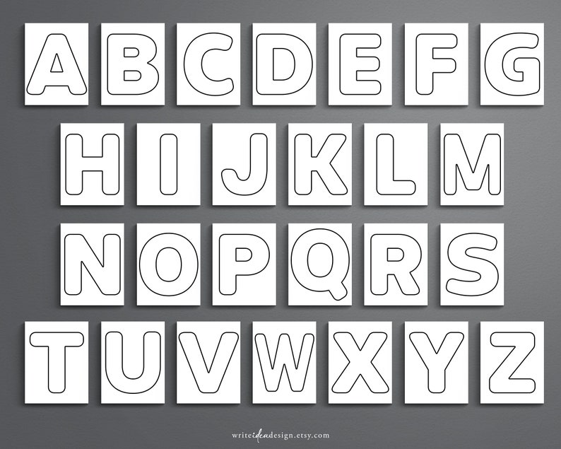 Printable Big Uppercase Letters. Printable Alphabet. 26 Pages. - Etsy