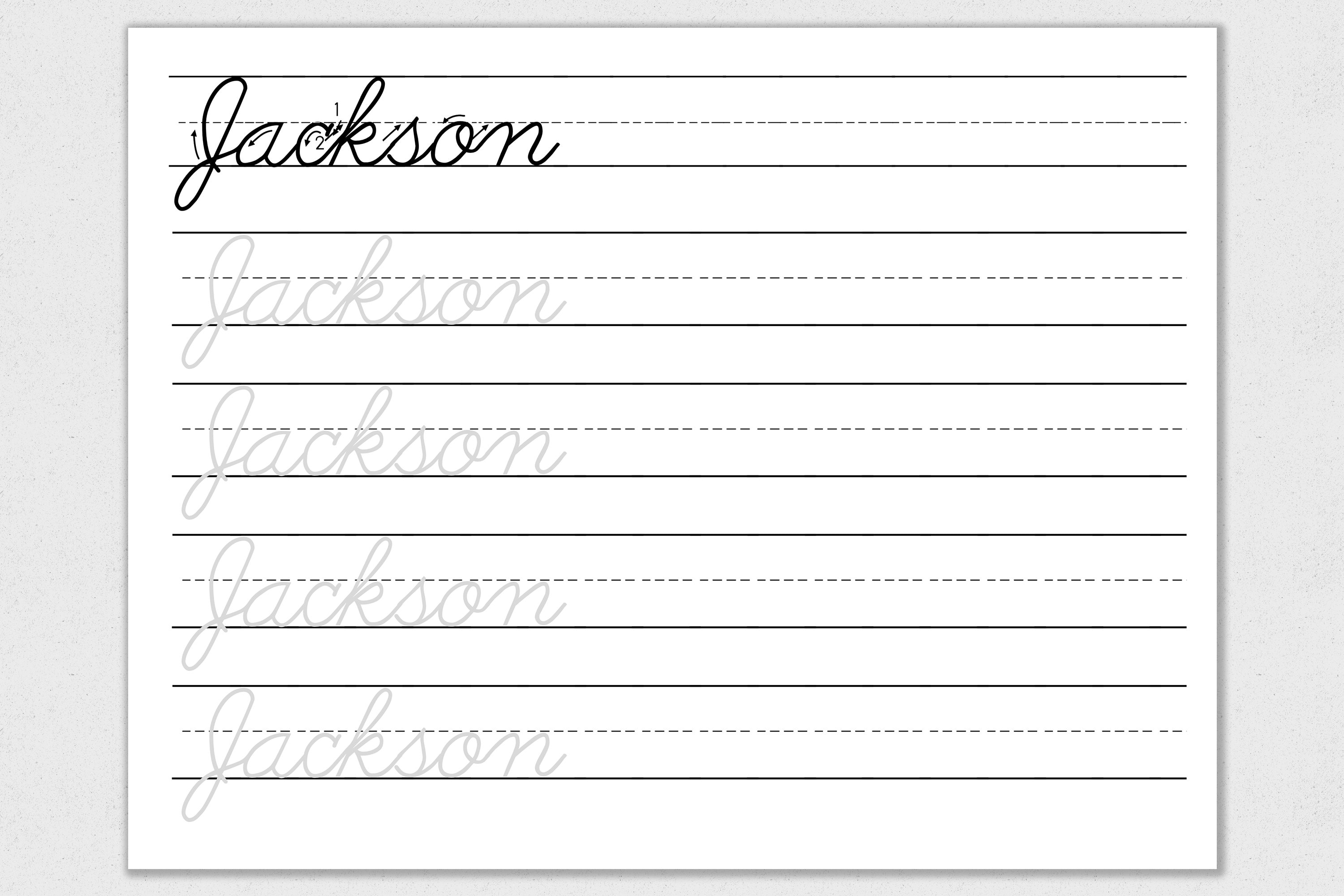 Cursive Name Tracing Sheet Cursive Name Writing Cursive Etsy