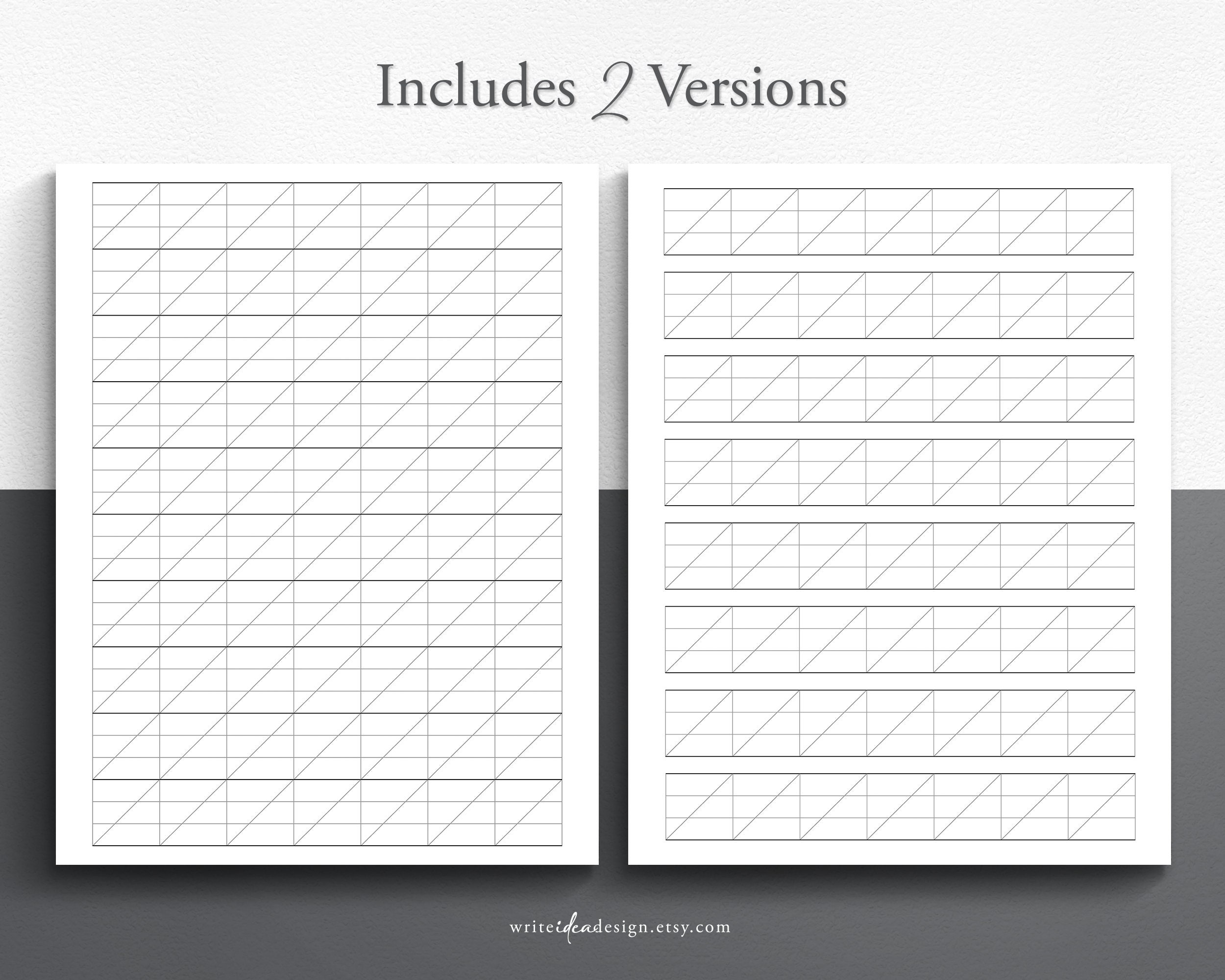 Calligraphy Practice Paper. Calligraphy Lettering Practice Sheets. - Etsy