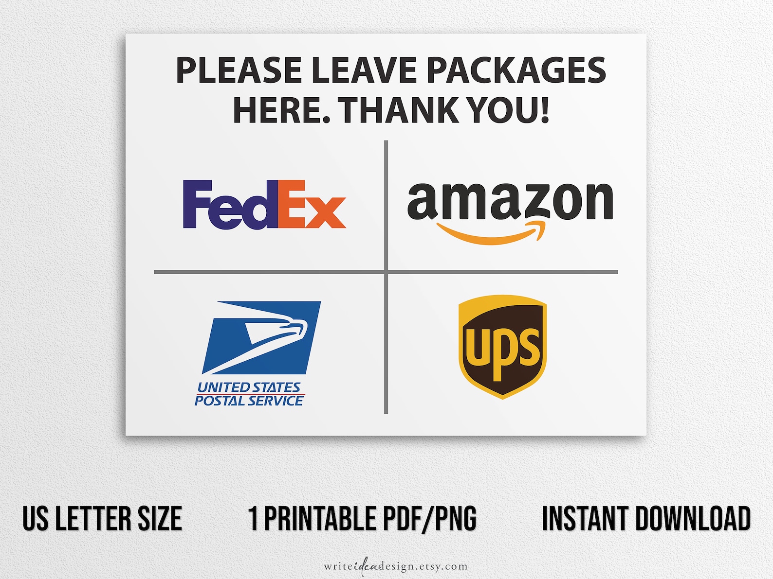 Printable Leave Packages Here Sign in US Letter, Instant Download PNG ...