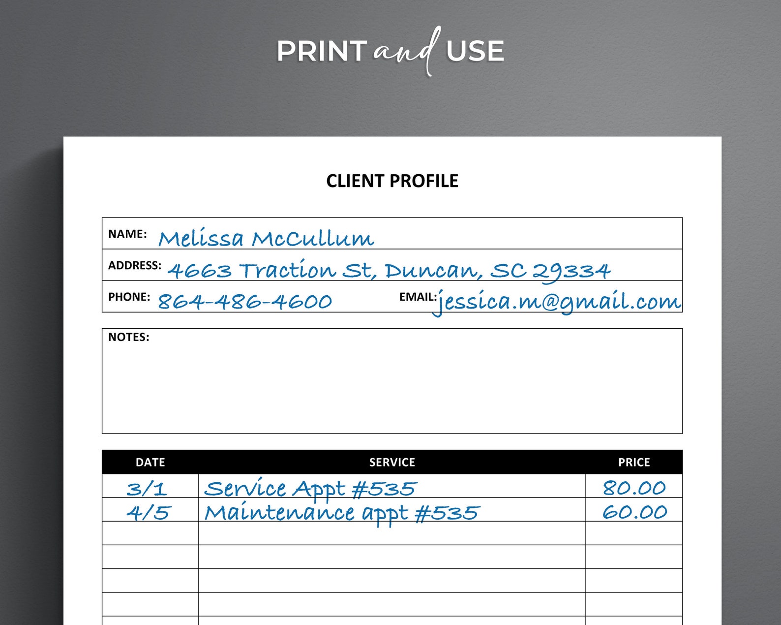 Client Profile. Customer Information Card. Client Profile - Etsy