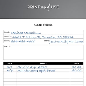 Client Profile. Customer Information Card. Client Profile Card ...