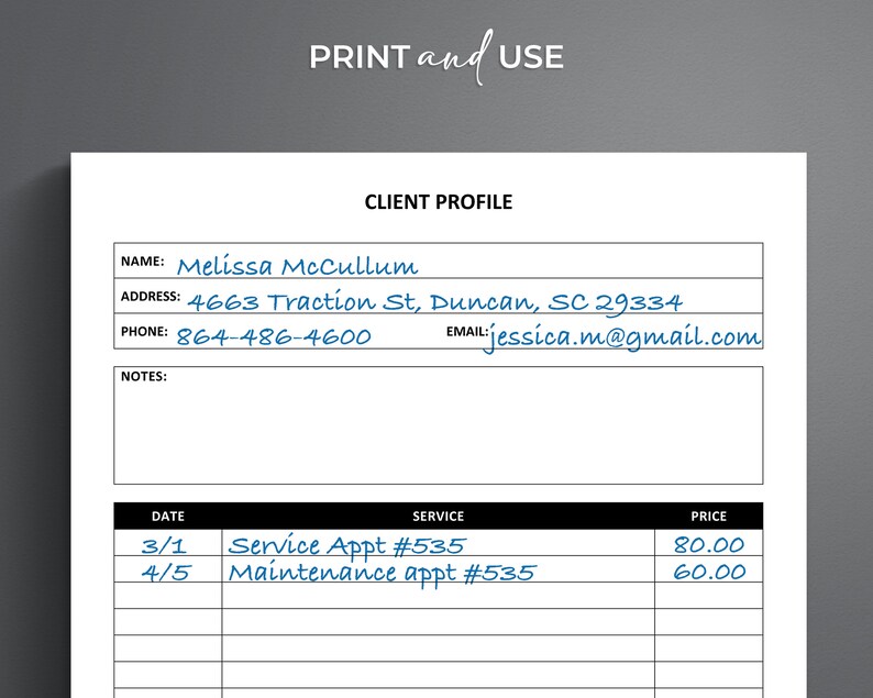 Client Profile. Customer Information Card. Client Profile - Etsy