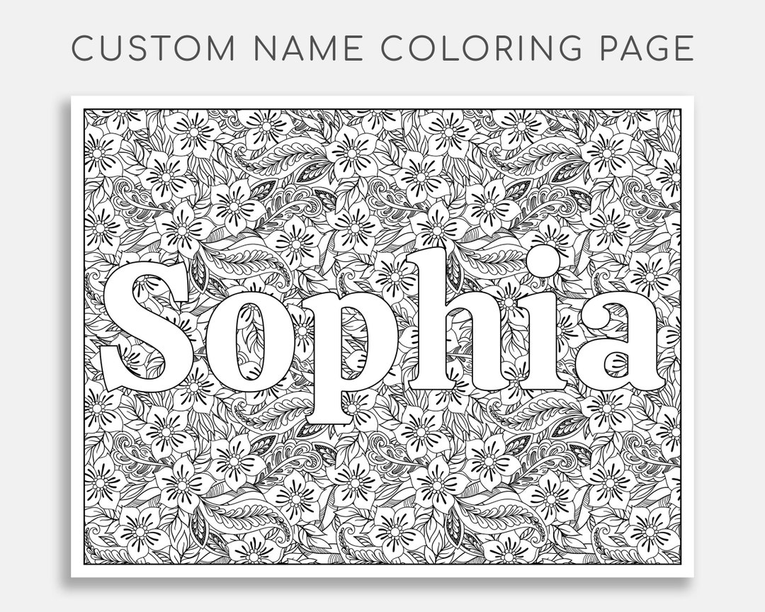 Custom Name Coloring Page. Custom Name Print. Custom Color - Etsy