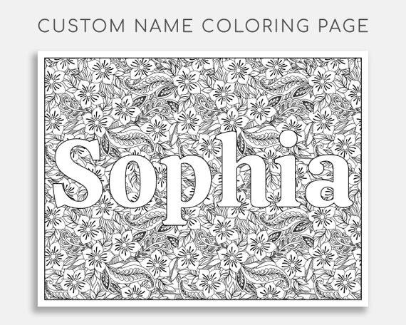 Custom Name Coloring Page. Custom Name Print. Custom Color - Etsy