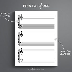 Kids Printable Piano Sheet Music for Letter/a4. Blank Sheet - Etsy