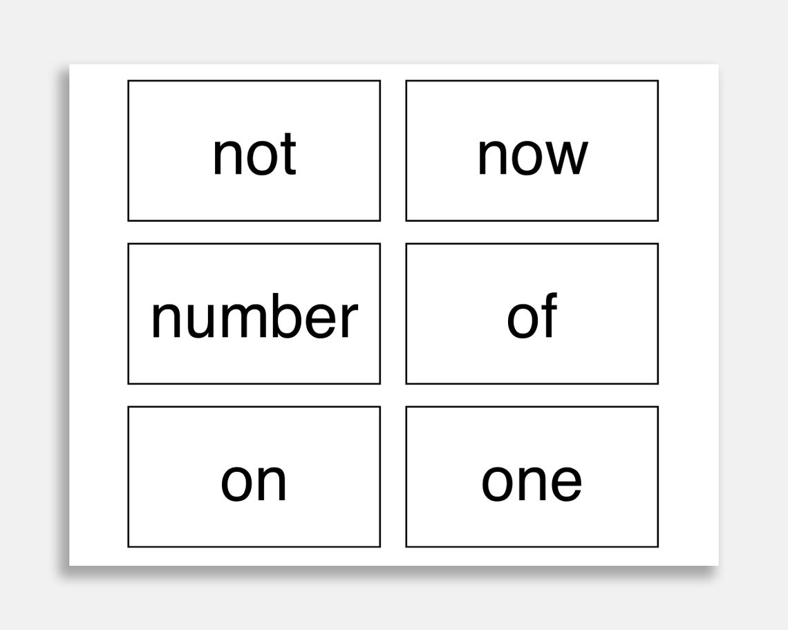 100 Sight Words Printable Flash Card. Preschool Sight Words. - Etsy
