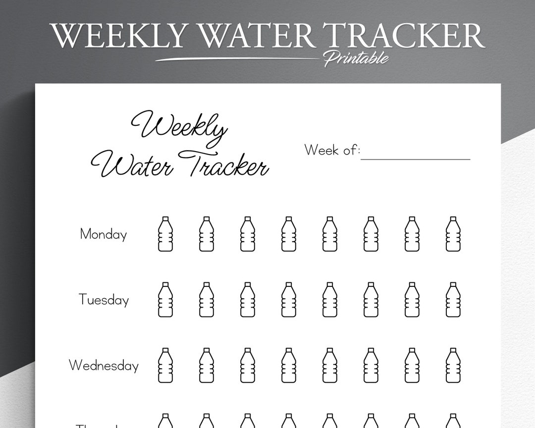 Weekly Water Tracker. Water Log. Weekly Water Challenge. - Etsy