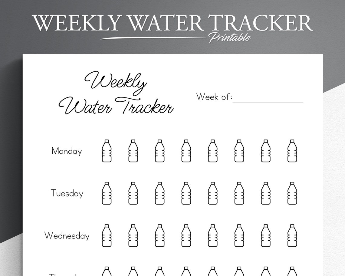 Weekly Water Tracker. Water Log. Weekly Water Challenge. - Etsy