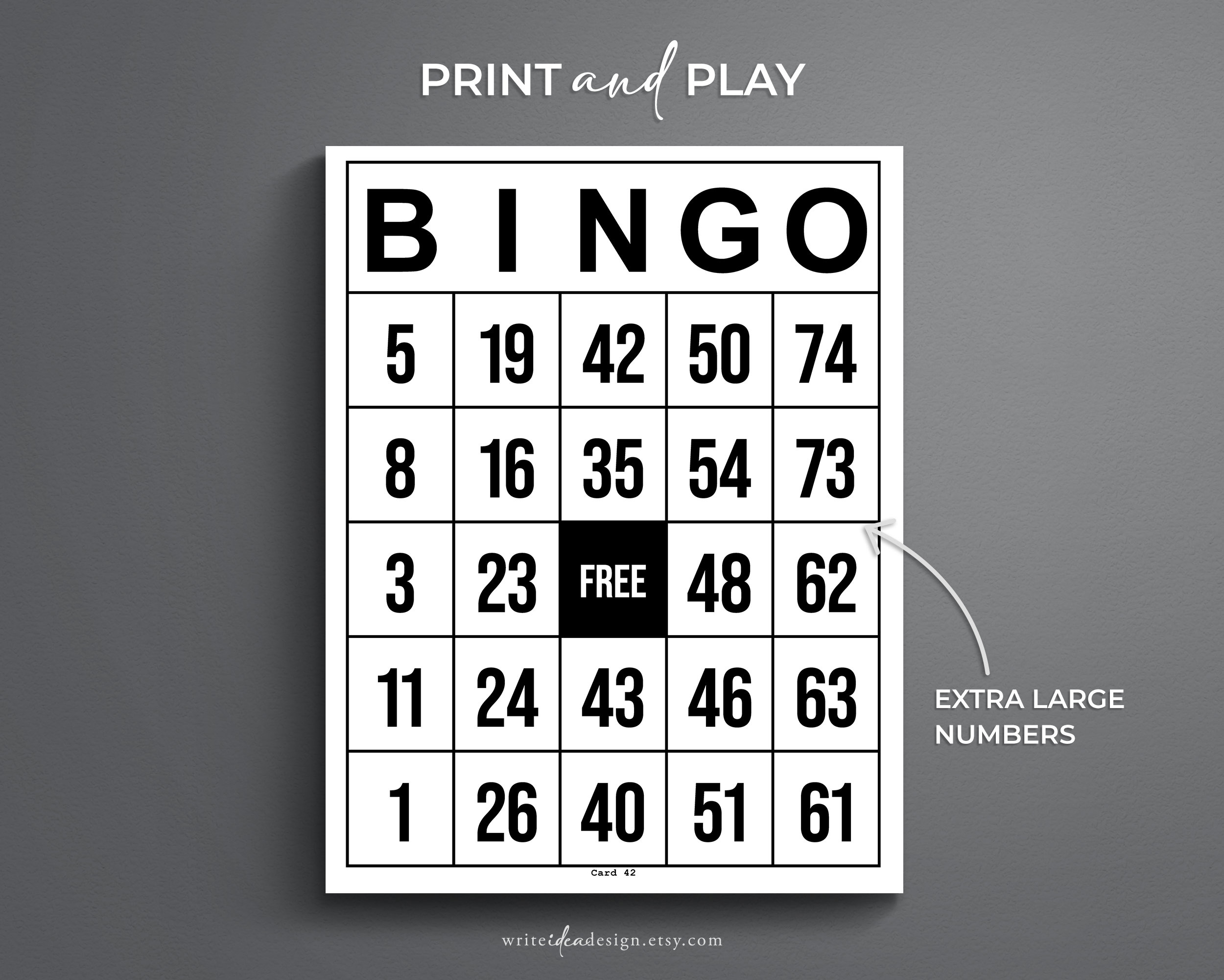 Printable Jumbo Bingo Cards: 1000 Large Print Games (PDF) - Etsy