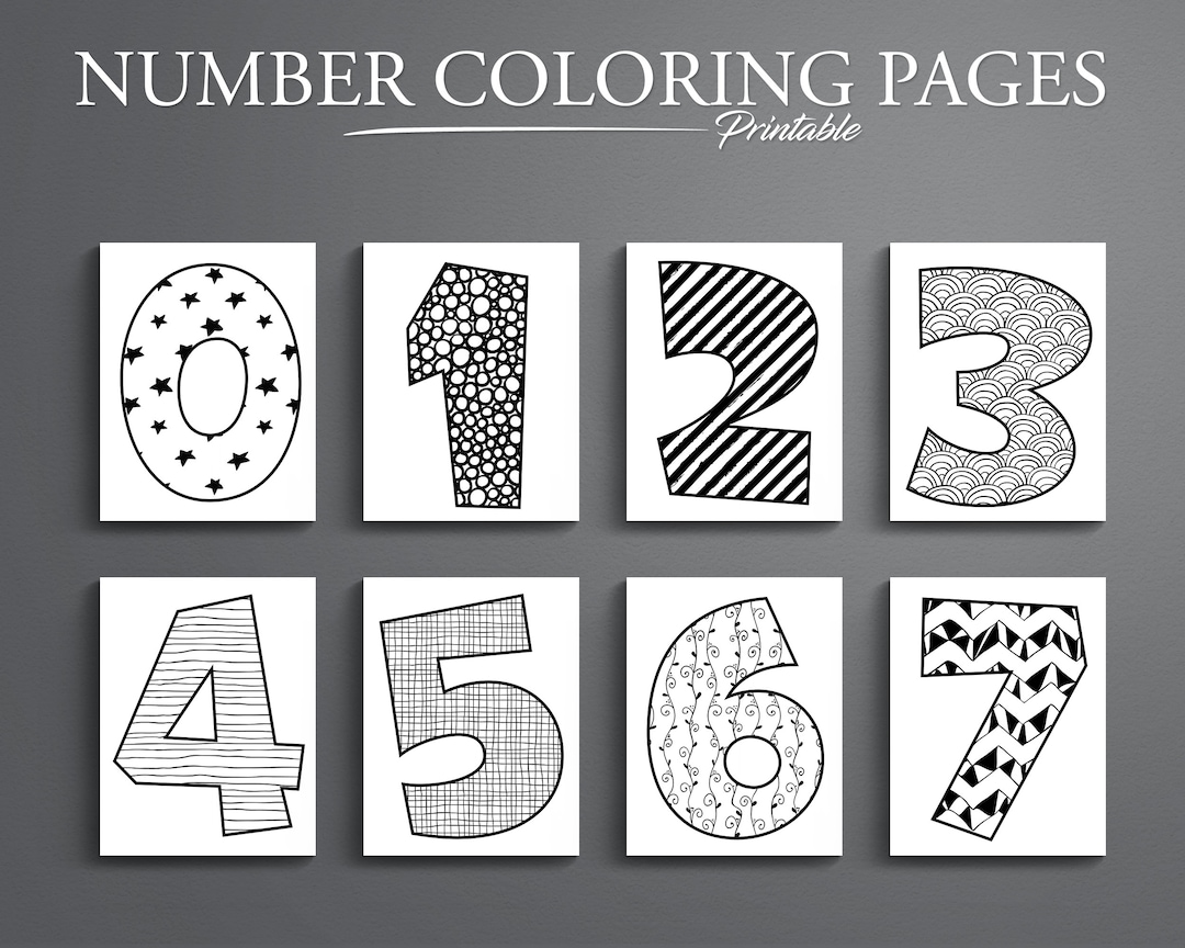 Number Coloring Pages: 0-9 Printable Designs (PDF) - Etsy