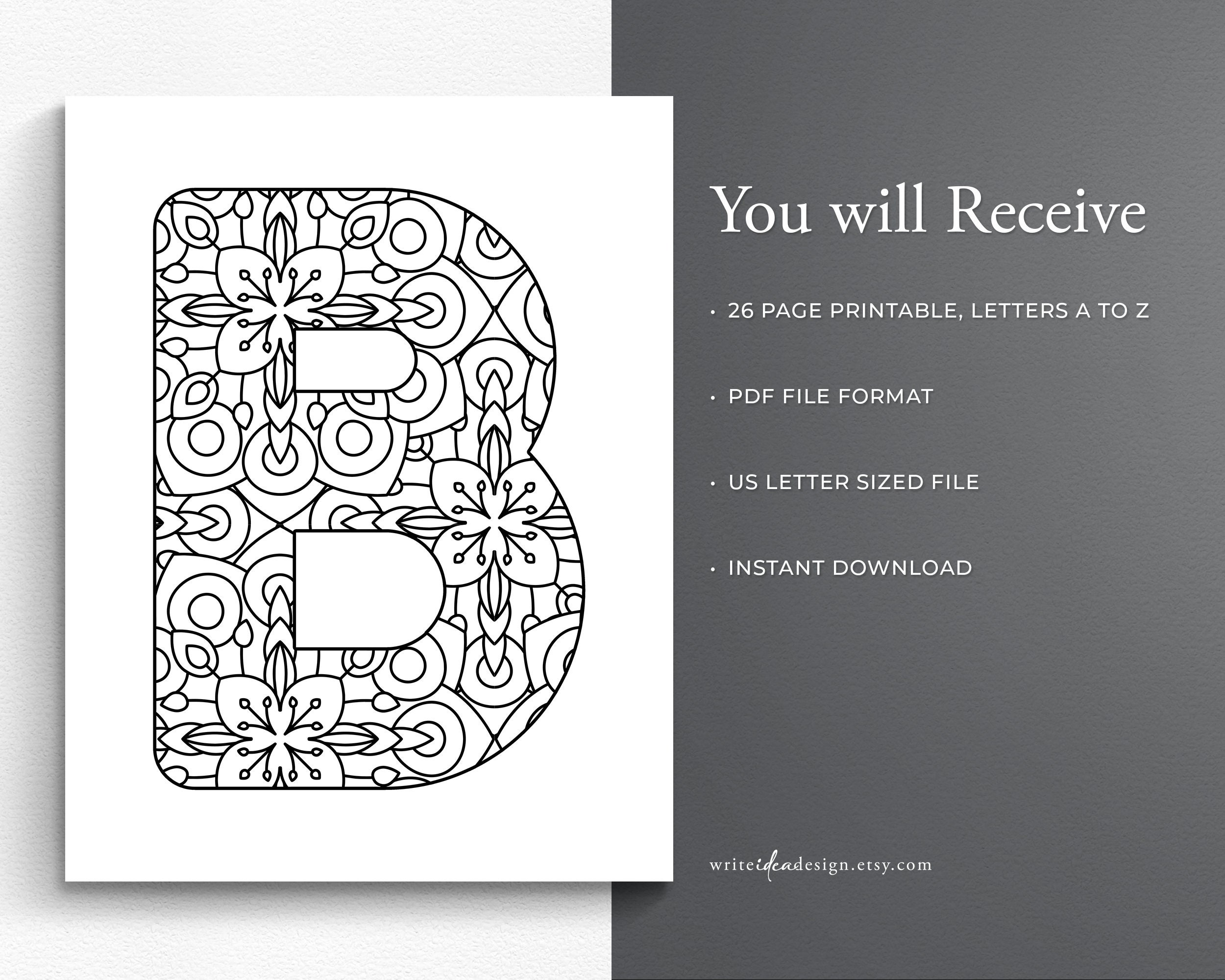 Mandala Alphabet Coloring Pages. Letter Coloring. Printable - Etsy Hong ...