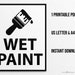 Printable Wet Paint Sign in US Letter and A4 Sizes, Instant Download ...