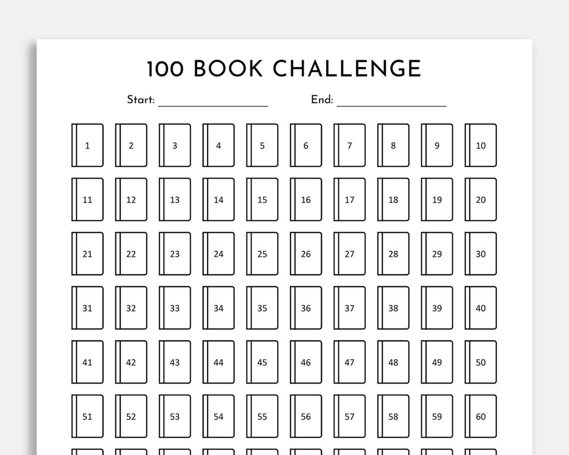 Book Challenge Sheets. 100/50/30. Reading Challenge. Reading - Etsy