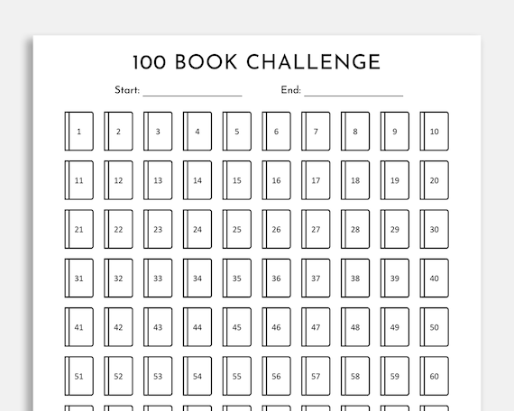 Book Challenge Sheets. 100/50/30. Reading Challenge. Reading - Etsy