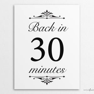 Printable Back in X Minutes Sign: Office, Retail (PNG/PDF) - Etsy