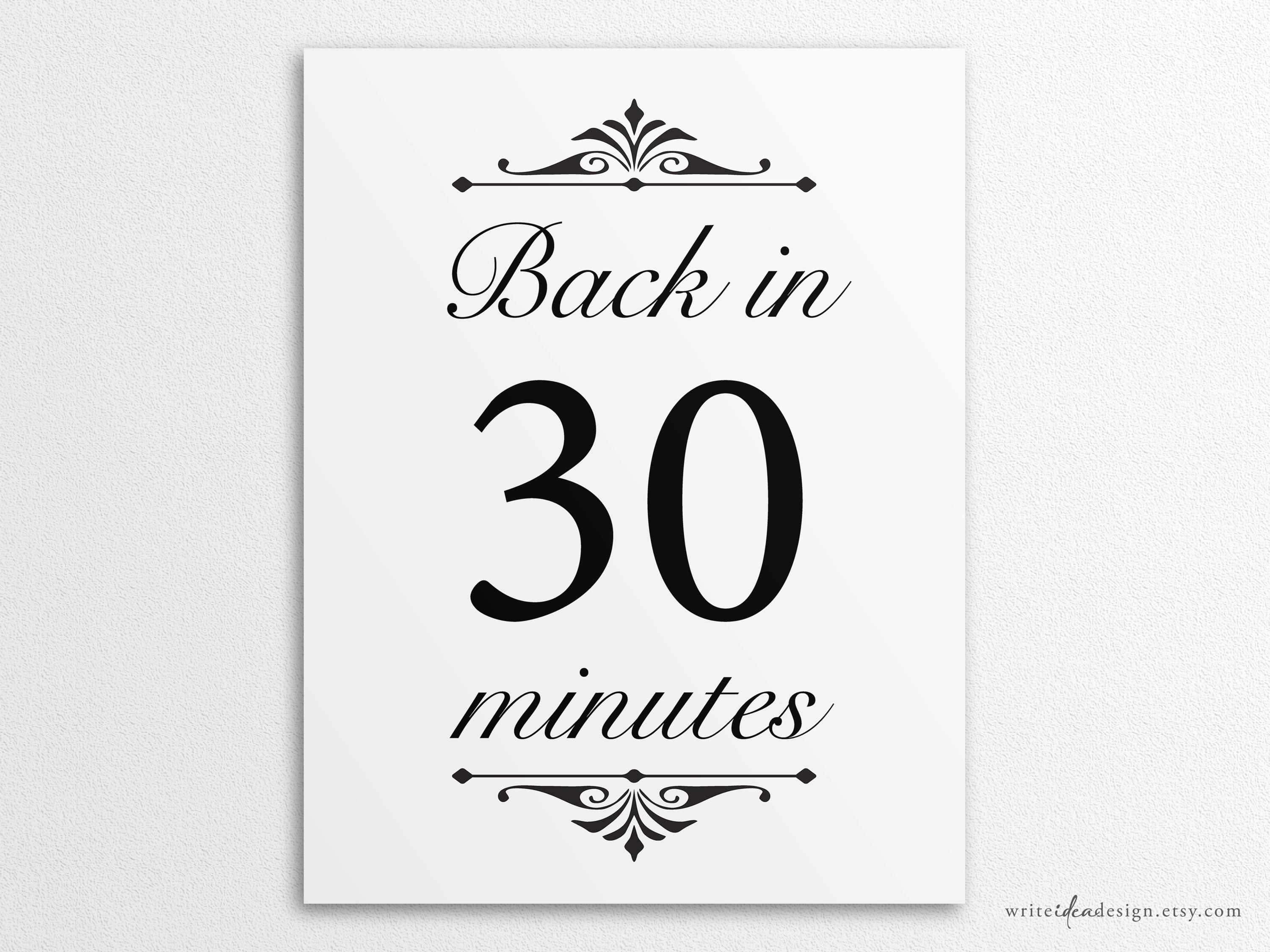 Printable Back in X Minutes Sign: Office, Retail (PNG/PDF) - Etsy