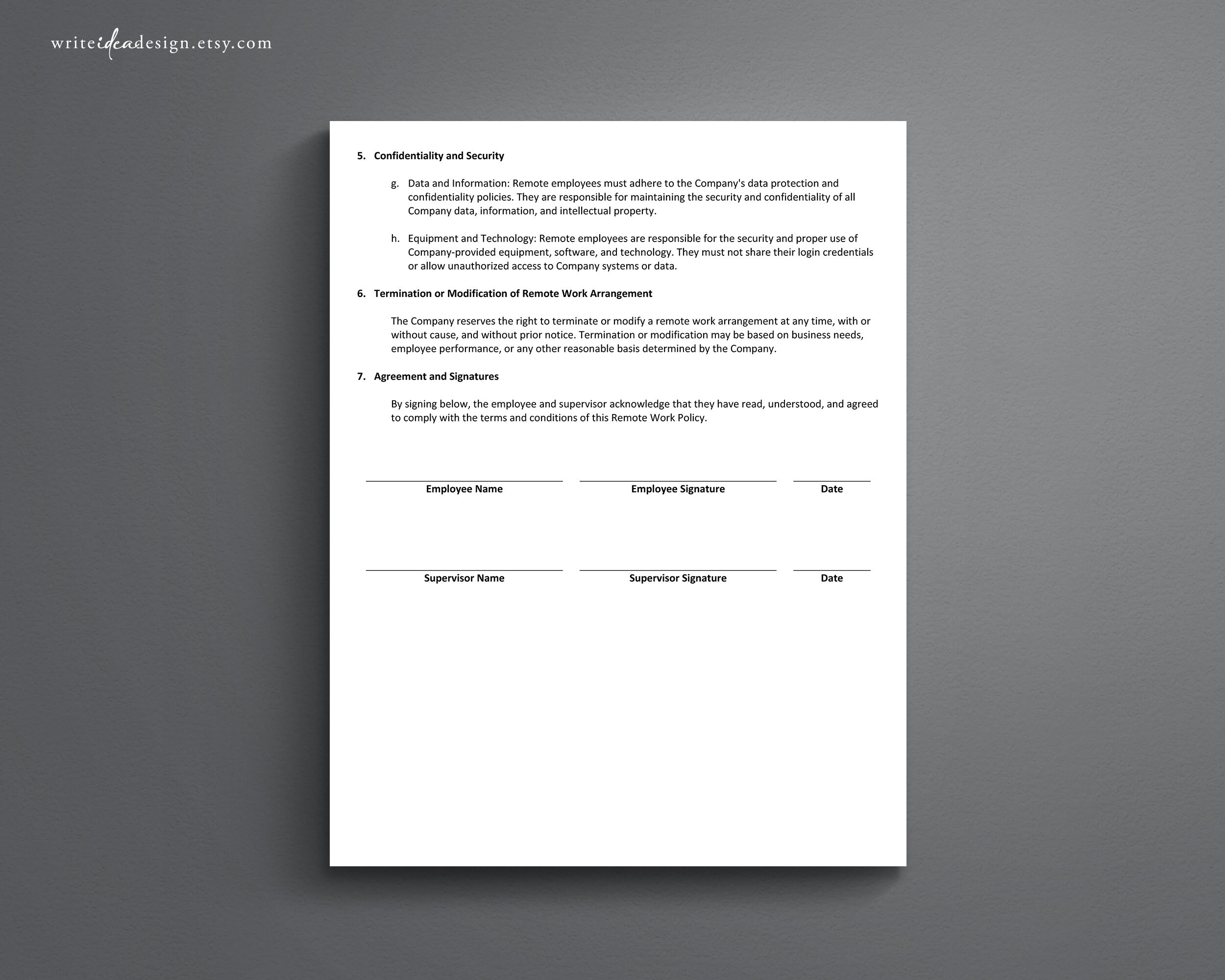 Remote Work Policy Template: Editable for Microsoft Word & Google Docs ...