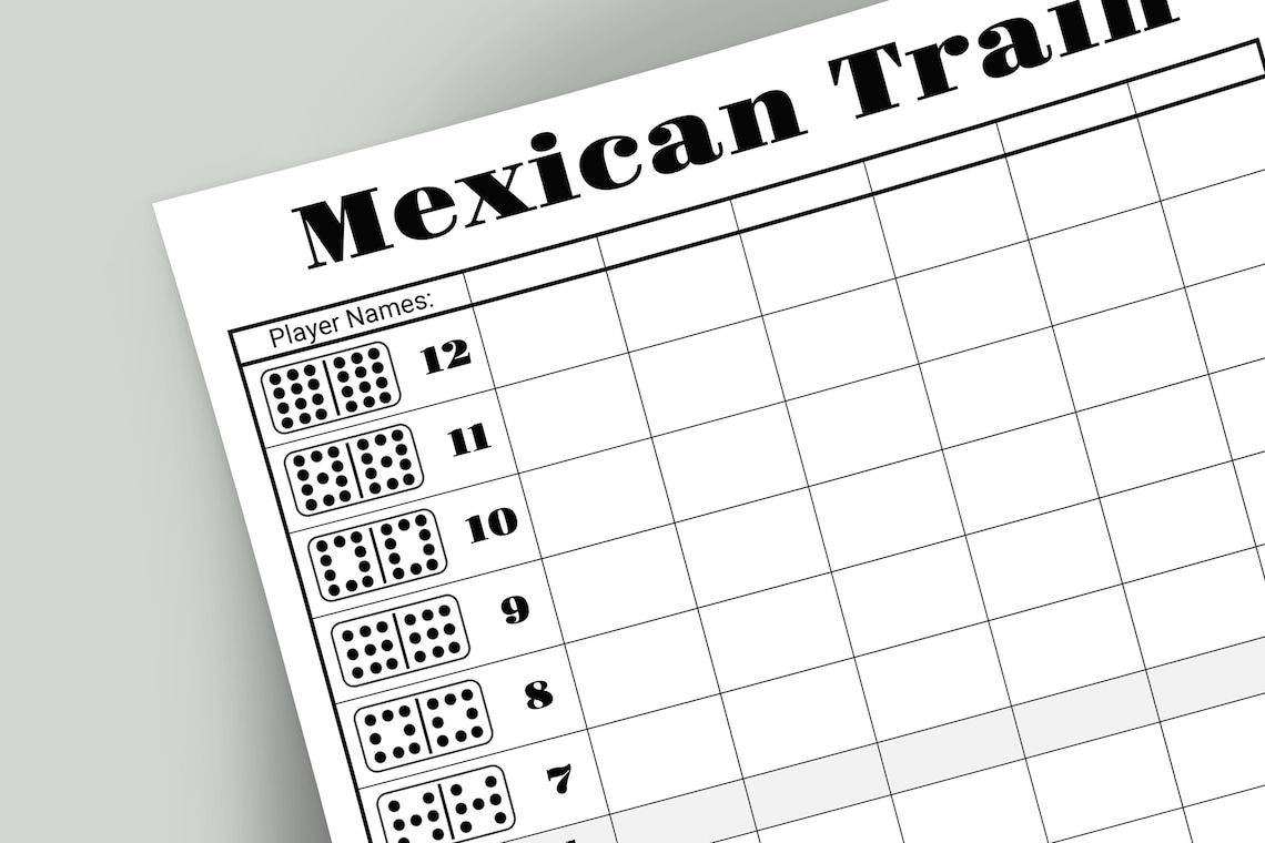 Mexican Train Score Card. Dominos Score Sheet. Mexican Train | Etsy