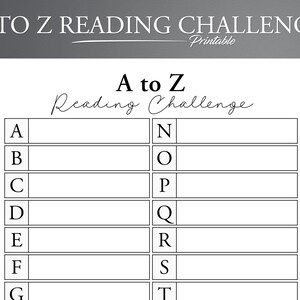 A to Z Reading Challenge Printable: Book Lover Gift (PDF) - Etsy
