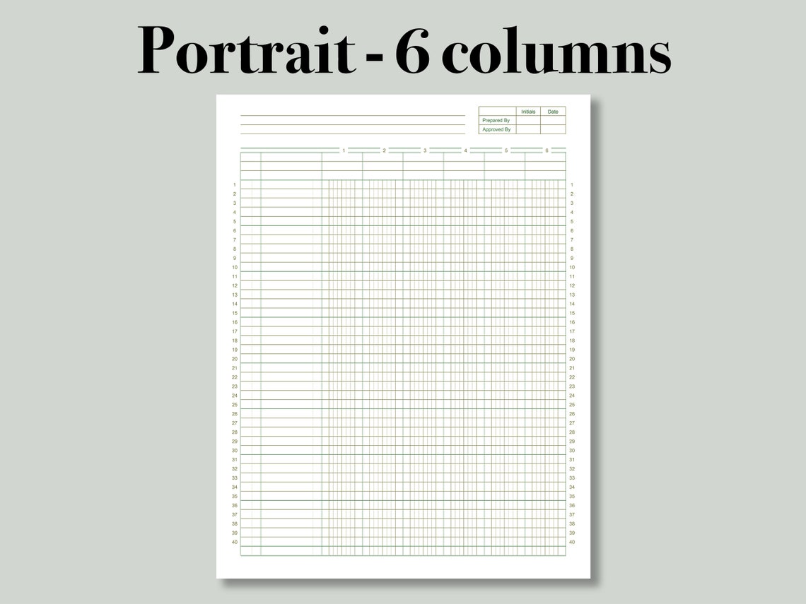 Printable Columnar Paper. Accounting Ledger. Digital Ledger | Etsy