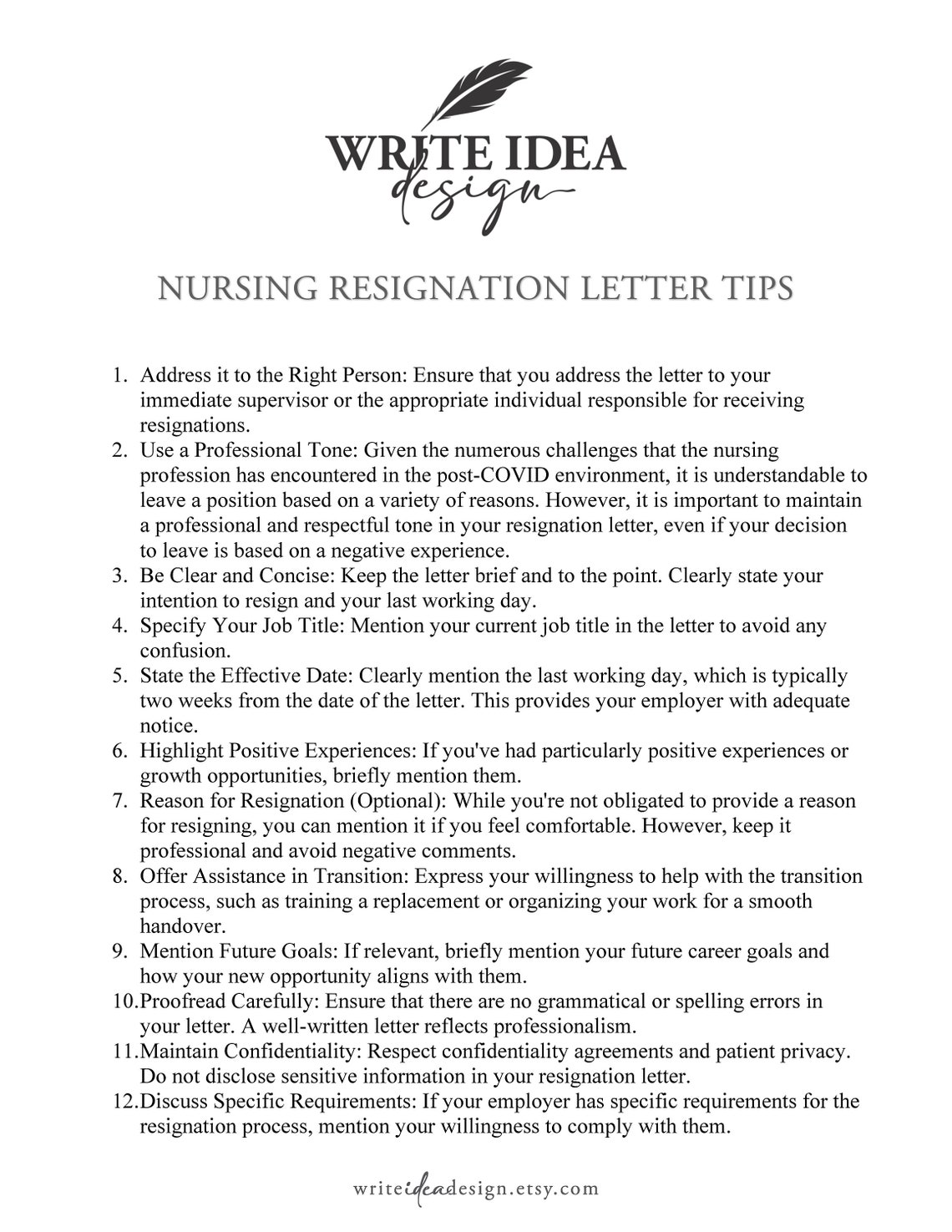 Nurse Resignation Letter Template: Professional Design (google Docs/ms ...