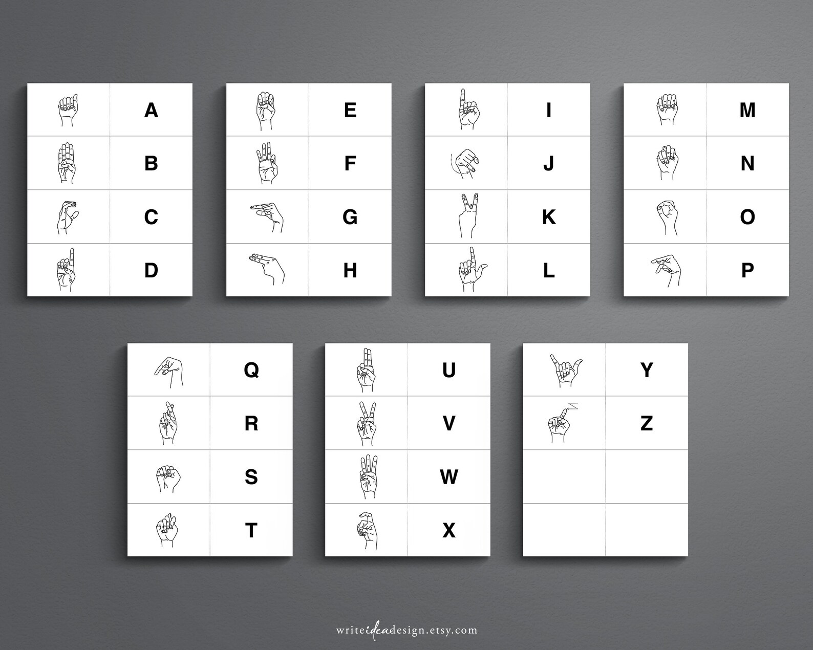 ASL Flash Cards: Printable Sign Language Alphabet & Numbers (PDF) - Etsy