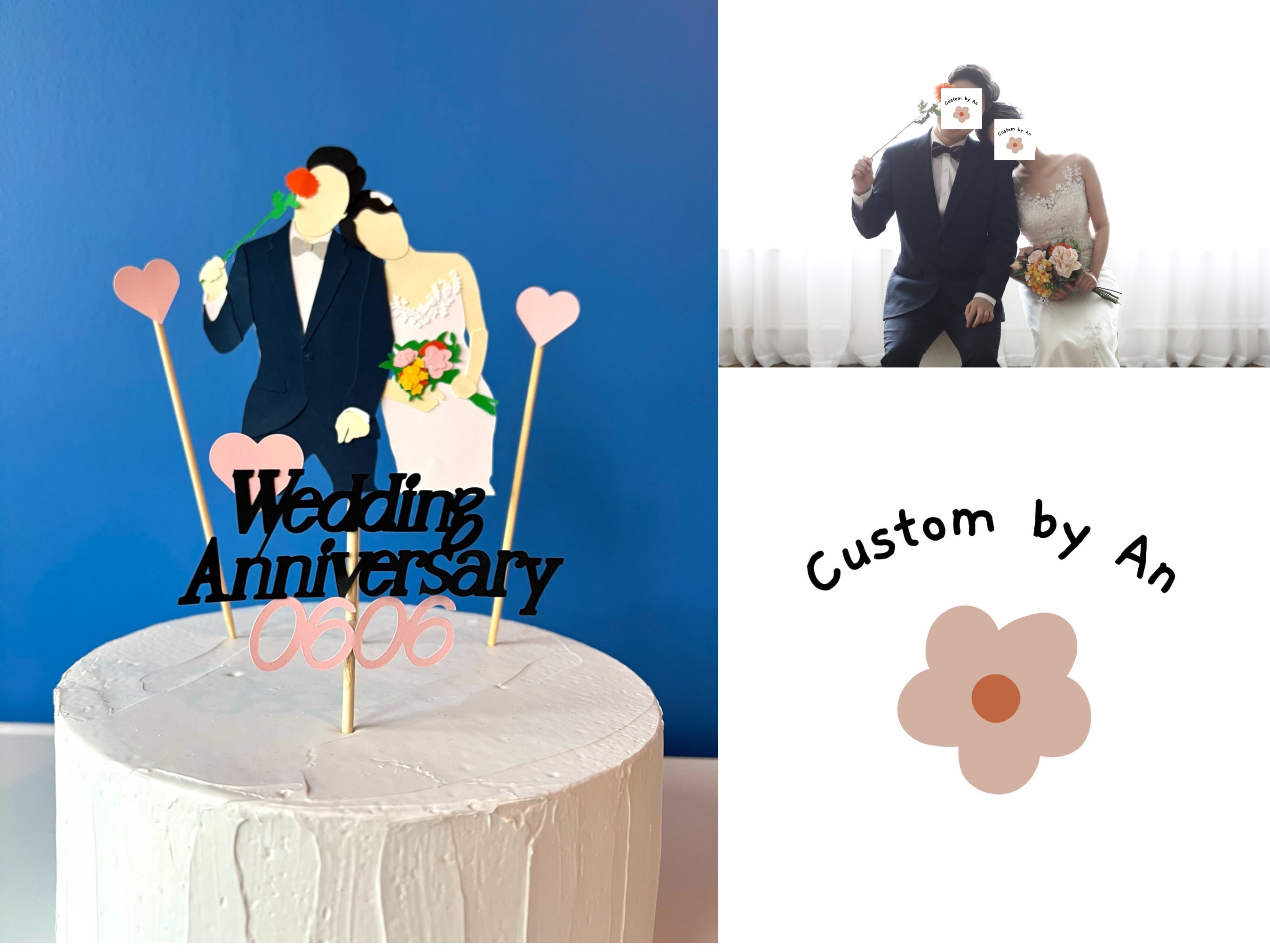 Handmade Drawing Wedding Cake Topper, Personalized Topper, Drawing ...