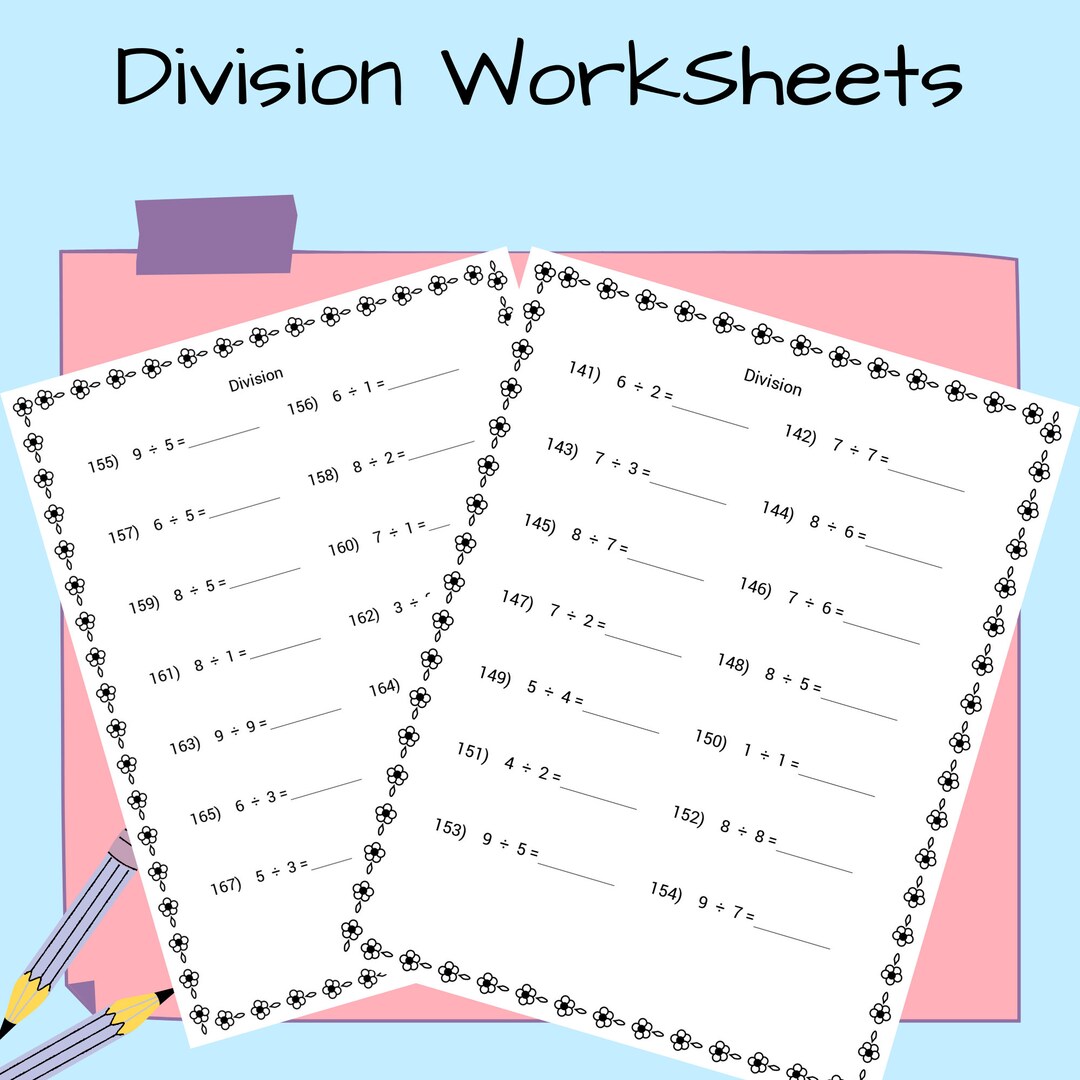 20 Pages of Division Worksheets. | Numbers 1-9 | A Total of 280 ...