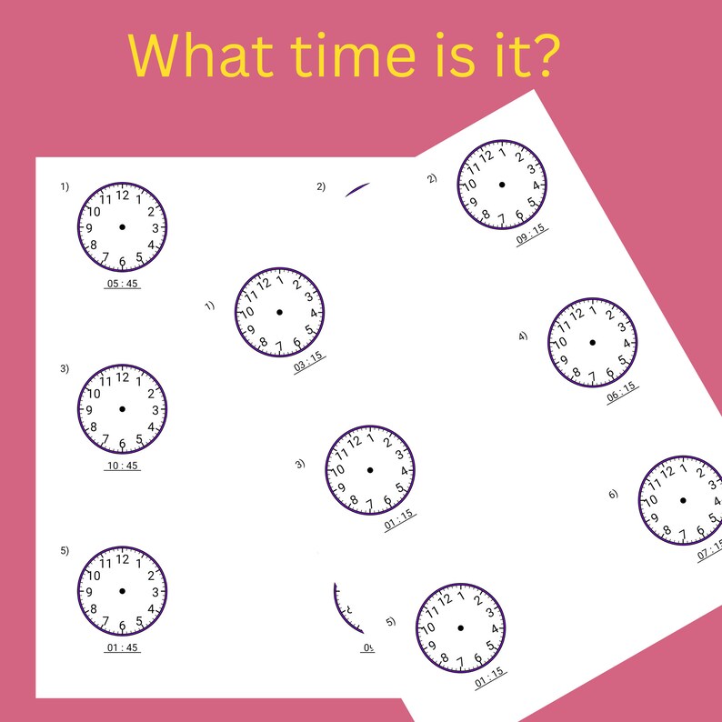 20 Downable Pages of Learning to Tell Time Worksheets. | 6 Clocks per ...
