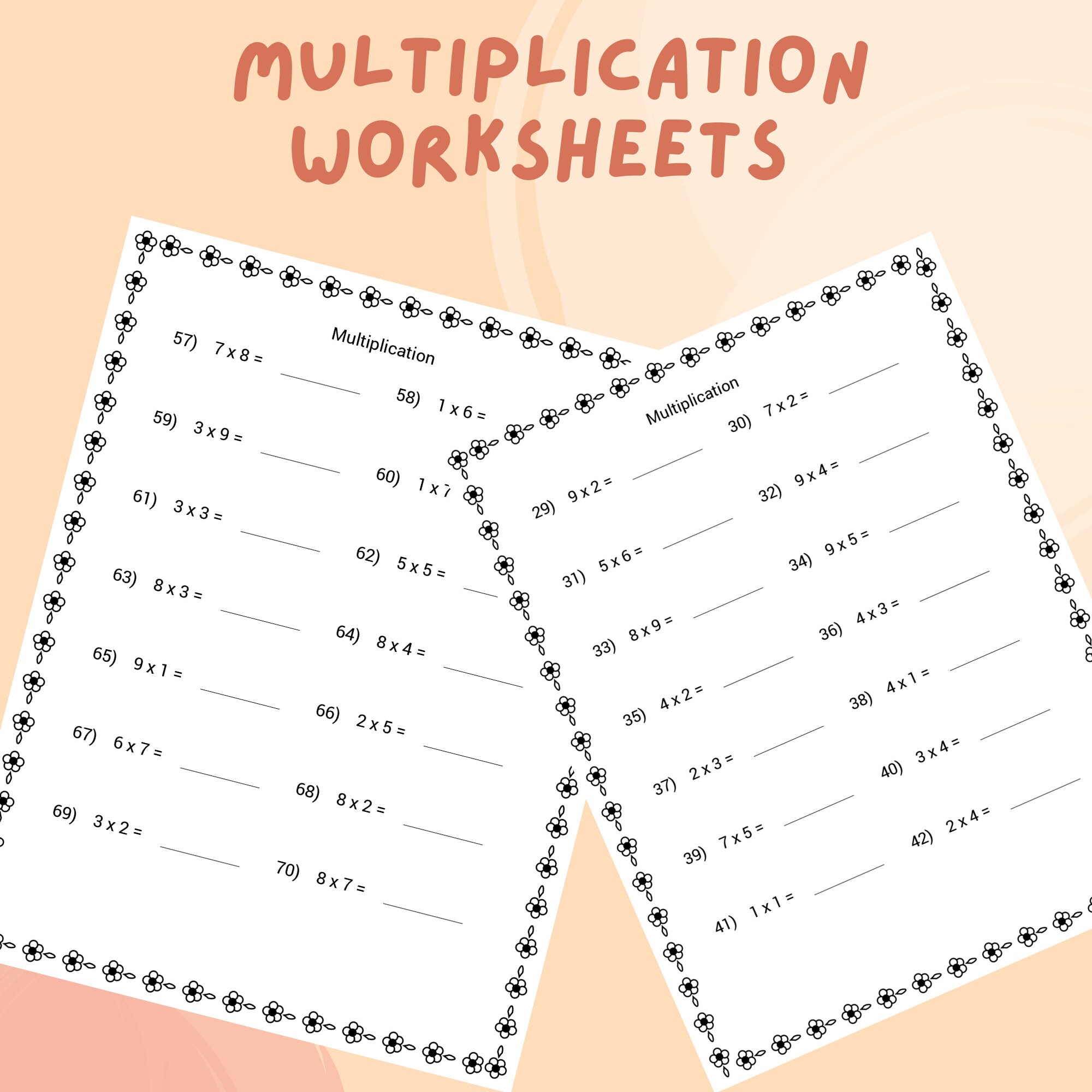 20 Pages of Multiplication Worksheets. | Numbers 1-9 | A Total of 280 ...